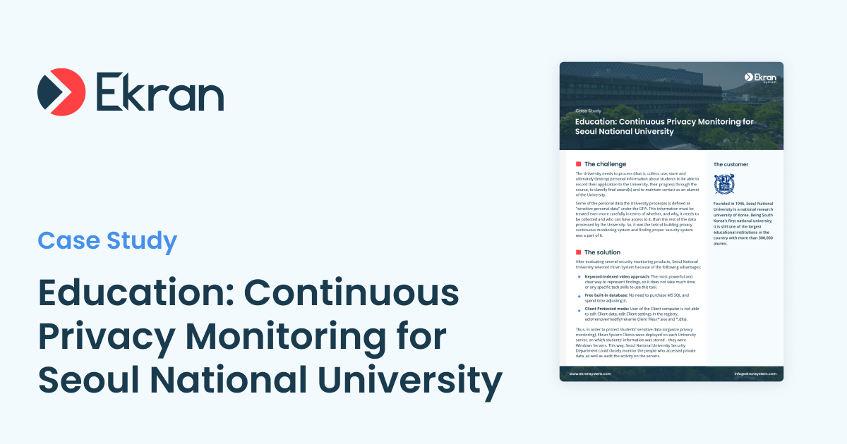 Continuous Privacy Monitoring for Seoul National University | Syteca